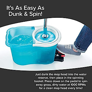 Hurricane Spin Mop As Seen On TV Mop & Bucket Cleaning System by BulbHead, Spin Away Germy, Dirty Water - Super-Absorbent Microfiber Mop Head Holds 10X Weight, Reaches Anywhere - Pole Lays Flat