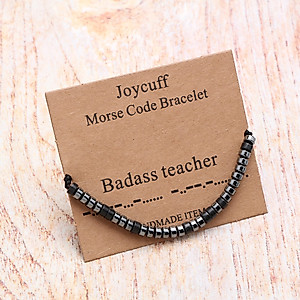 Joycuff Teacher Gifts for Christmas Birthday Morse Code Bracelets for Women Men Trendy Wrap for Thanks Giving Handmade Adjustable Bracelets for Teacher