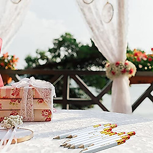 Outus 50 Pieces Wedding Pencils Pre-Sharpened Half Pencil with Eraser Bridal Pencils 4 Inch Mini Hexagon 2 HB Short Half Pencils for Wedding Presents, Golf,Classroom, School, 2 Styles (Pink) (White)
