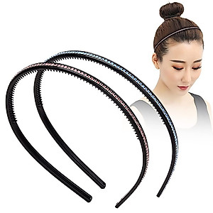 Ruihfas 6Pcs Bling Bling 1 Rows Crystal Rhinestone Headband for Women Girls Thin Hair Hoop Fashion