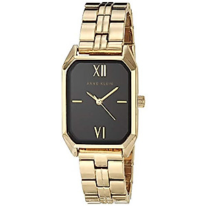 Anne Klein Women's Japanese Quartz Dress Watch with Metal Strap, Gold, 14 (Model: AK/3774BKGB)