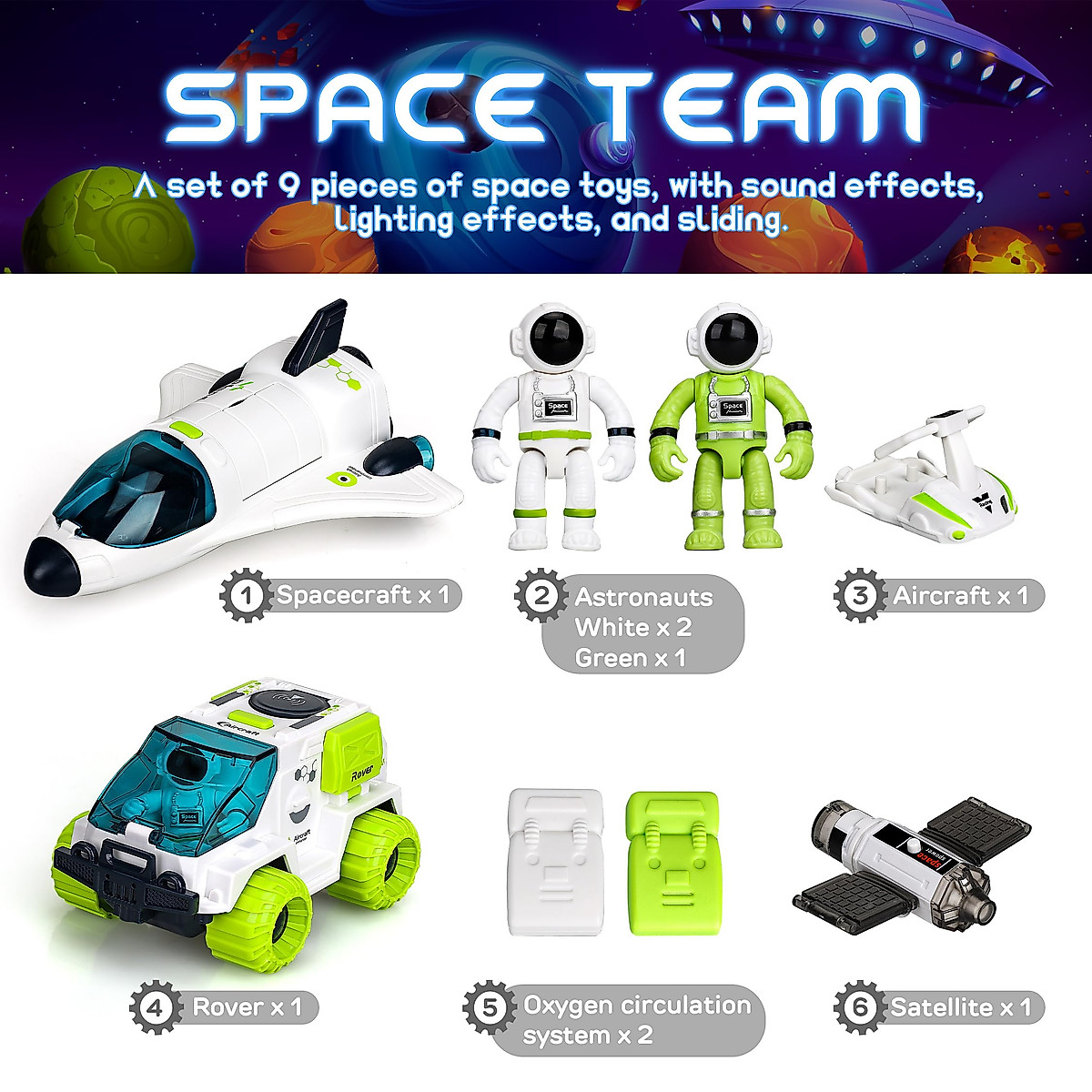 TOY Life Space Rocket Toys for Kids Shuttle Toy with Astronaut Figure and Rover for Boy 5-12 Kid Spaceship Planet Stem for Boys & Girls