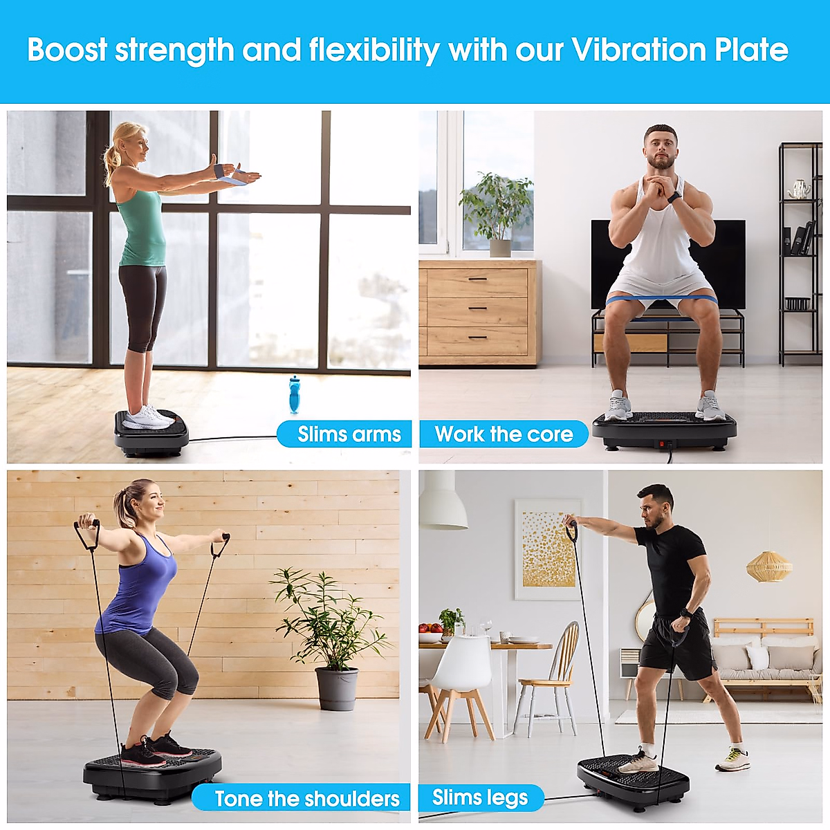 Vibration Plate Exercise Machine for Lymphatic Drainage Weight Loss,SoftGym Power Vibration Plate 300-400 Lbs Capacity Full Whole Body Workout Vibration Platform,Waver Vibration Plate for Home Fitness