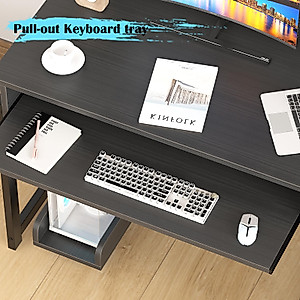 Computer Desk with Hutch and Storage Shelves, Home Office Study Writing Desk, Small Computer Desk for Small Space, Laptop Desk with Keyboard Tray for Bedroom