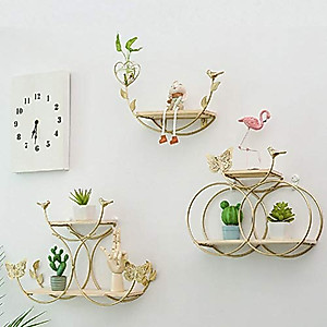 Cabilock Floating Shelves Wall Mounted Decorative Butterfly Bird Wire Floating Wall Shelf for Bedroom Living Room Office