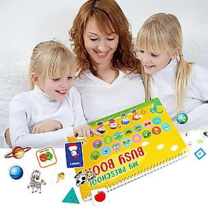 My Preschool Toys Gift for Kids & Toddlers Boy Girls,Reusable Waterproof Busy Book Quiet Book Activity Board Busy Educational Learning Toys Work Book(15 Themes-Style B)