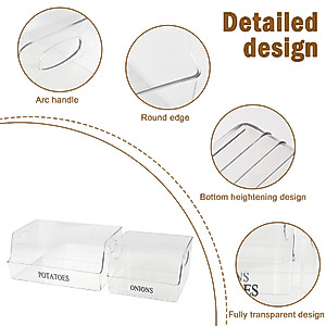 Yomjarl Potato and Onion Storage Bin 2pcs Fruit Basket Storage for Kitchen Countertop Potato and Onion Storage Basket Clear Storage Basket different sizes for Vegatable, Produce