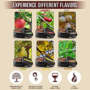 Cocktail Smoker Kit with Torch & 6 Flavors Wood Chips, Bourbon Whiskey Smoker Infuser Kit, Old Fashioned Drink Smoker Kit, Birthday Bourbon Whiskey Gifts for Men, Dad, Husband (Without Butane)