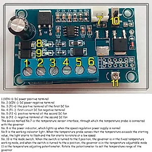 Acxico 1Pcs DC 12V/24V 4A 2-Way Automatic PC CPU Fan Temperature Control Board PWM Temperature Speed Controller Module