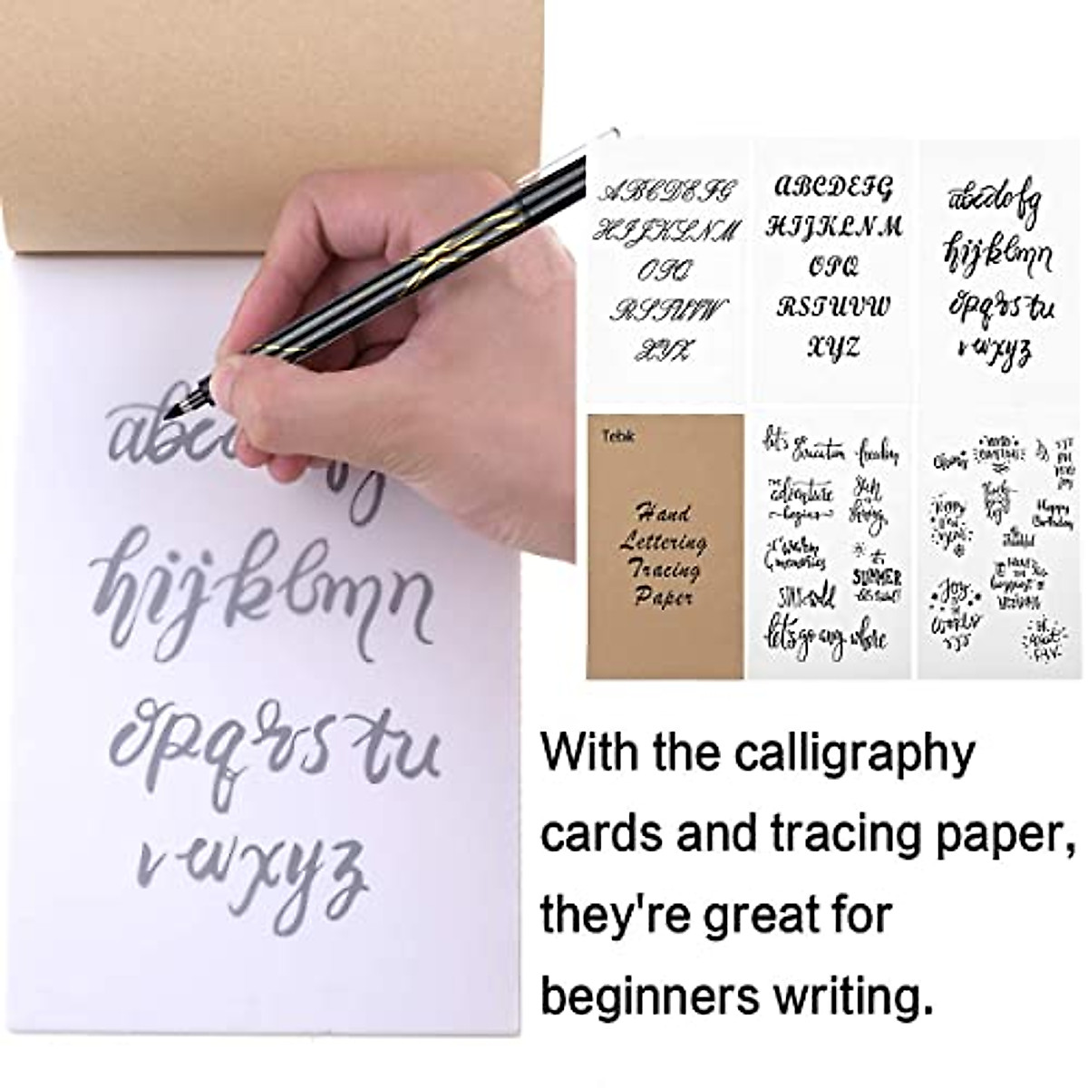 Tebik Calligraphy Pens Set, 22 Pack Hand Lettering Pens Kit, Calligraphy Markers with for Beginners Writing, Journaling, Signature, Art Drawing, Illustrations, Card Making, Design