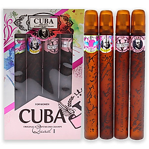 Cuba Cuba Quad I Women 4 Pc Gift Set 1.17oz Cuba Heartbreak EDP Spray, 1.17oz Cuba La Vida EDP Spray, 1.17oz Cuba Victory EDP Spray, 1.17