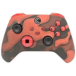 Designer Series Custom Wireless Controller for PC, Windows, Series X/S & One - Multiple Designs Available (Red Camo W/Red Chrome Inserts)