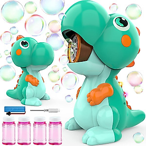 EduCuties Bubble Machine for Kids, Dinosaur Toys Automatic Bubble Blower Maker with Solutions for Toddlers Ages 4-8 Outdoor Toy for 3 4 5 6 Year Old Boys Girls Birthday Gift Present- Green
