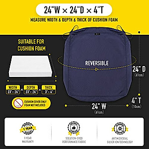 SUNROX FadeShield Outdoor Cushion Covers Replacement 24x24x4 Inch, Set of 2, Water-, Stain-, UV Fade Resistant Patio Furniture Slipcovers, Durable Chair Seat Cushion Cover with Windproof Ties