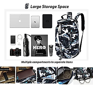 Multipurpose Travel Backpack Duffle Bag, Casual Daypack Sports Gym Bag, Large Size Weekender Overnight Tote, Shoe Compartment Lightweight Waterproof Backpack for Women and Men