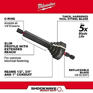 Milwaukee 48-32-2350 SHOCKWAVE Conduit Reaming Bit Holder 1/2in, 3/4in & 1in EMT (Limited Edition)