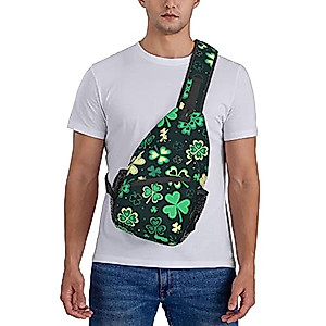 St. Patrick's Day Cute Shamrocks Sling Backpack,Travel Hiking Daypack Clover Crossbody Shoulder Bag