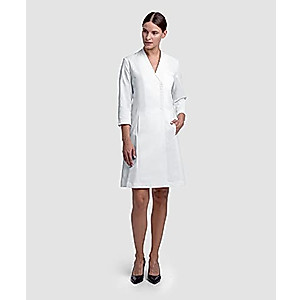 Dr. James Lab Coat for Women Minimalistic Semi-Tailored A-Line Shape Short Sleeves (8)