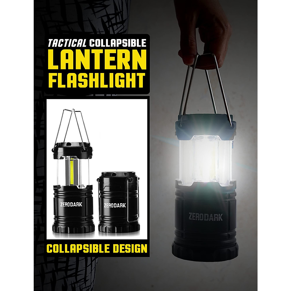 ZeroDark Flashlights Headlamp Lantern 3-Piece Set, Flashlight + Head Lamp + Camping Lantern Battery Powered LED High Lumens Camping Lights flashlights for Emergencies