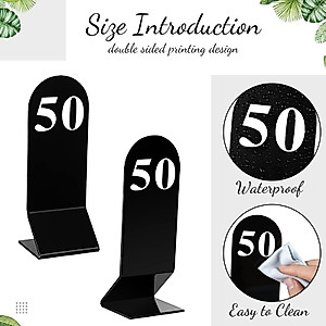 Remerry 50 Pcs Table Numbers 1-50 Acrylic Double Sided Number Cards Acrylic Tent Table Numbers Table Number Holders Tent Table Numbers Cards Wedding Table Number for Restaurant, 2.36 x 6.3 Inch(Black)