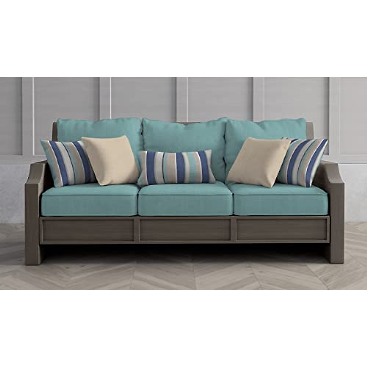 Honeycomb Outdoor Textured Solid Coastal Blue Deep Seating Patio Cushion Set: Resilient Foam Filling, Weather Resistant, Stylish Set, Seat: 24" W x 23" D x 6.5” T; Back: 27" W x 24” L