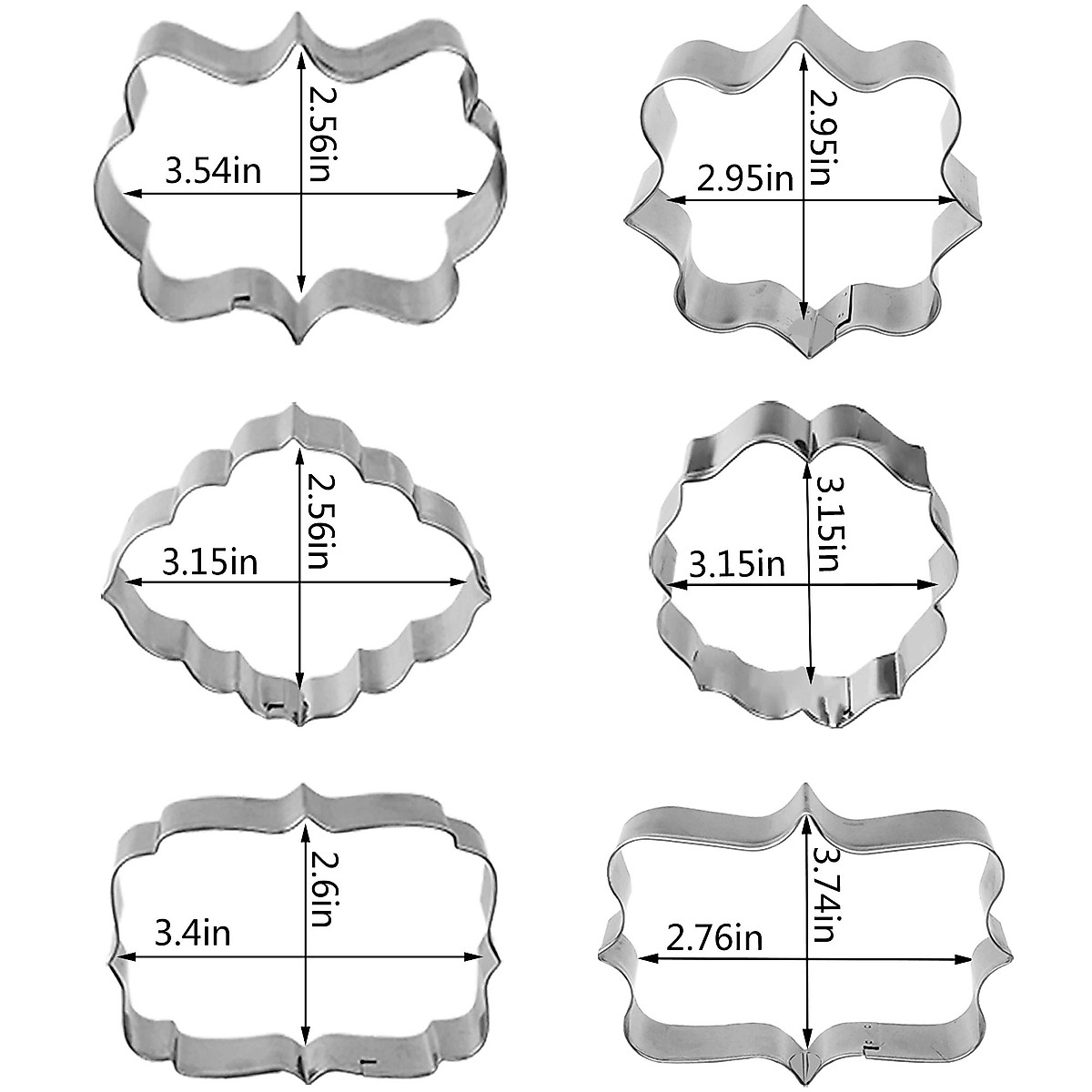 12PCS Frame Cookie Cutter Plaque Cookie Cutters Stainless Steel Different Frames Fondant Cutter Molds Frames Fondant Cookie Cutter for Birthday Party Decorations
