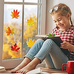 Fall Bulletin Board Decorations Fall Cutouts for Classroom Leaves Cutouts Artificial Fall Leaves with Glue Point Dots for School Thanksgiving Party Decoration, 5.9 x 5.9 Inch (45 Pieces)