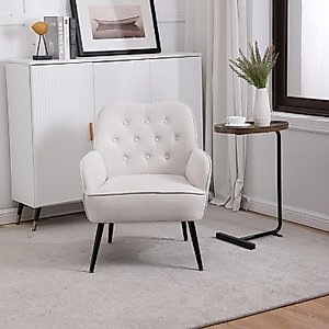 ATGHYURT Upholstered Reading Chair Armchair Velvet Sherpa Accent Chair, Comfy Lounge Chair Recliner Chair Fabric Recliner Chair Side Chair for Living Room Bedroom Office Dressing Room