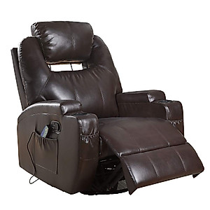 ACME Recliner with Massage, Brown PU