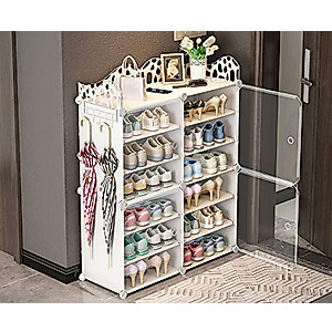 C.G Life 6-Tiers Stackable 24-30 pairs Freestanding Shoe Storage Cabinets with Adjustable Shelving,Withe Shoe Shelf Organizer for Bedroom, Closet, Entryway, Dorm Room,Garage,Shoe Rack have 6 cubes