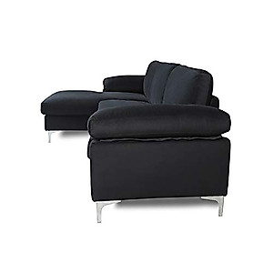 ZoooaH Sofas for Living Room Black Couch Sectional Sofa Left Hand Facing Chaise