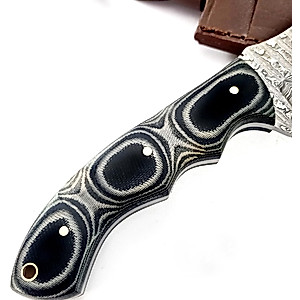Heritage Knives Fixed Blade Hunting knife Tracker Custom Handmade Damascus Steel 10 Inches Tracker Knife - Perfect Grip Black Micarta Handle outdoor comping hunting