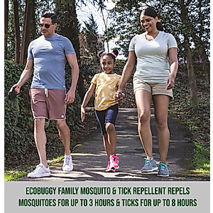 EcoBuggy Family Mosquito & Tick Repellent Spray, 100% Plant-Based Actives, DEET-Free, Extra Long-Lasting with HTR Technology, 4 Ounce, Pack of 2