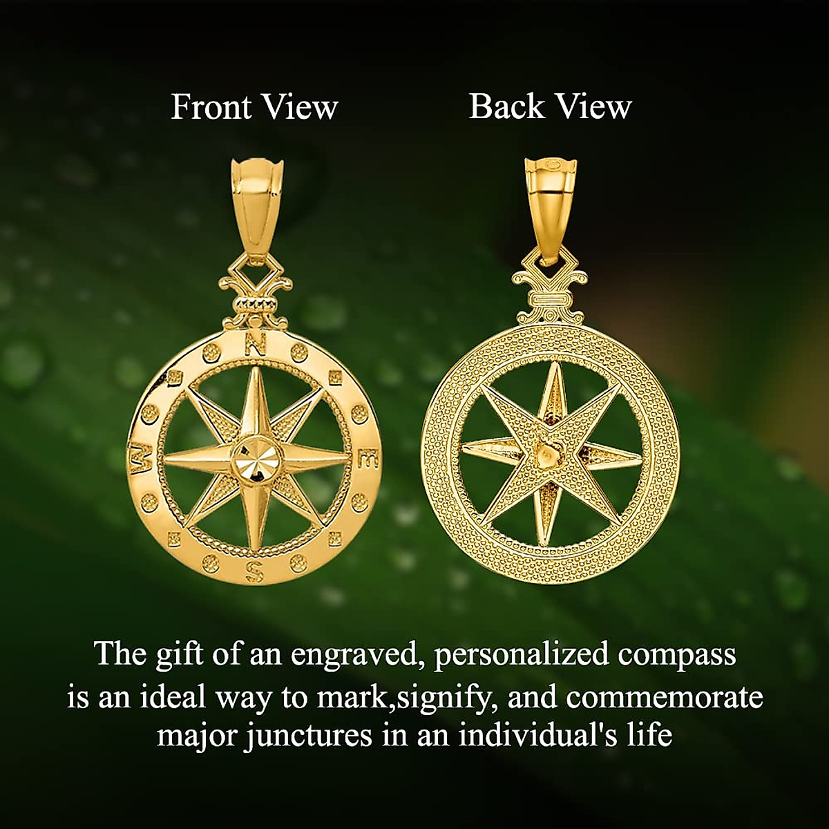 Diamond2Deal 14k Yellow Gold Polished Compass Pendant for Women