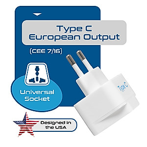 Ceptics European Travel Plug Adapter (Type C), Universal to European EU, Power Charge your Electronics in Italy, Greece, Germany, Outlet Adaptor 3 Pack