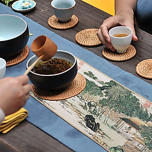 Kichvoe 2pcs Chinese Style Kitchen Tea Towels Chinoiserie Dish Towels Kitchen Bar Towels Large Plate Cloth Gongfu Tea Tray Mat Kung Fu Tea Accessory Set (Style 2)