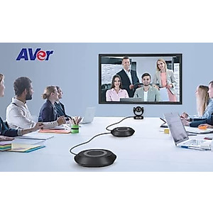 AVer VC520 Pro2 Conferencing Camera - Enterprise-Grade PTZ Video Conferencing System for Conference Rooms - with Full-Duplex Speakerphone - 1080p - 18X Total Zoom - IP Streaming - Professional Webcam