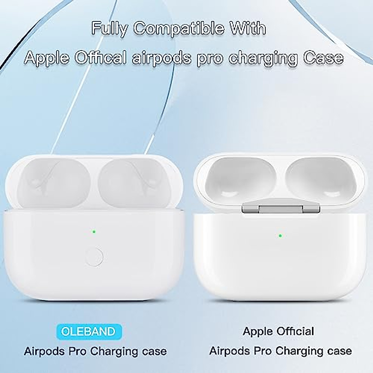 OLEBAND Replacement Charging Case Comppatible for Airpods Pro & Pro 2 Case,Easy to Pair Air pods Pro Earbuds with Pairing Button,Support Both Wired and Wireless Charging,for iPods Pro Charging case