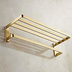 DINGZZ Double Towel Bar Stainless Steel Bathroom Kitchen Towel Holder Dual Towel Rod Rustproof Wall Mount