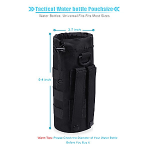 ANJINU Molle Water Bottle Holder, Water Molle Attachments, Molle Water Bottle Pouch, Tactical Backpack Attachment Pouches (Black)