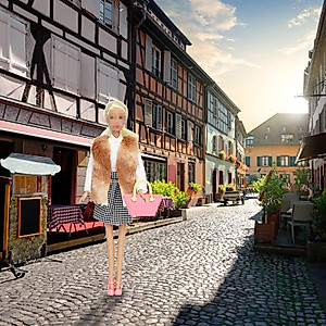 SOTOGO 25 Pieces Doll Clothes and Accessories for 11.5 Inch Girl Doll Fashion Furry Coat for Doll Including 10 Sets Fashion Fluffy Coats and 15 Pieces Accessories