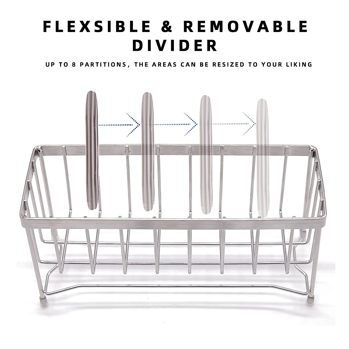 Biomoty Kitchen Countertop Sponge Holder, 304 Stainless Steel Kitchen Sink Organizers for Cleaning Tools, Dish Soap Organizer for Kitchen, Sink Scrubber Brush Caddy Holder with Removable Drain Tray