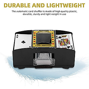 Litesam Seasonal Designs Automatic Card Shuffler,2 Decks Poker Shuffler Portable Card Shuffler,Battery-Operated Playing Card Shuffler for Casino,Club Gaming and Home Party, Black