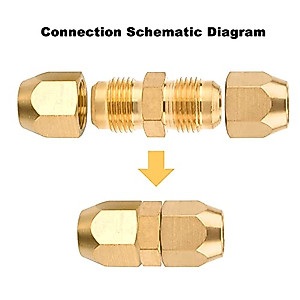SILATU Gas Fittings Connectors - 2PCS 3/8 Inch Male Flare Gas Pipe Fittings, Brass Tube Coupler Pipe Flare Fitting