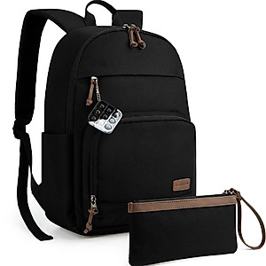 School Backpack Set, mommore Lightweight Kids Backpack with Pencil Bag Elementary Kids Bookbags School Backpack for Kids Boys Girls Casual Daypack with Luggage Strap, Black