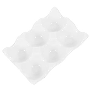 Cabilock 1 Pc ceramic egg tray egg filler flats kitchen egg storage flats fridge egg holder quail egg cartons egg crates egg dispenser egg carrier egg flats mustard ceramics white non-slip