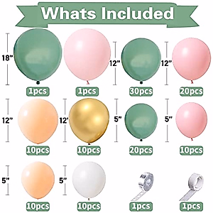 Blush Pink Sage Olive Green Boho Balloons Balloon Garland Arch Kit, Safari Jungle Wild One Boho Baby Shower Birthday Balloons Party Decorations for Boys Girls