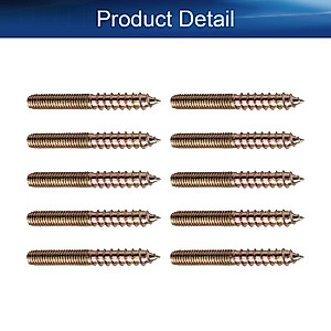 Yinpecly 10Pcs Carbon Steel Double Headed Hanger Bolts 2 inch Length Self-Tapping Screw for Furniture Installation M6×50 Bronze