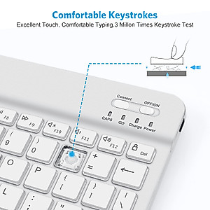 OMOTON Bluetooth Keyboard, Wireless Rechargeable Keyboard for iPad, iPad Pro, iPad Mini, iPad Air with Illuminated LED (White)