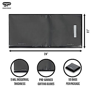 Stash-Proof Vacuum Seal Bags - 11" x 24", Black and Clear - 5.5 Mil Thickness - Ideal for Home and Industrial Food Storage - Sealer Bags - Pack of 50